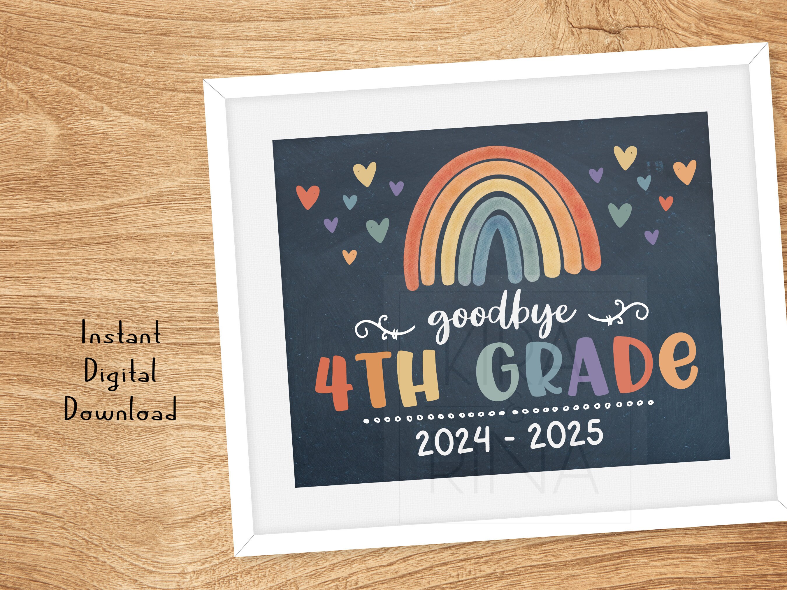 Rainbow 4th Grade Printable Sign | Goodbye 4th Grade Sign | Digital ...