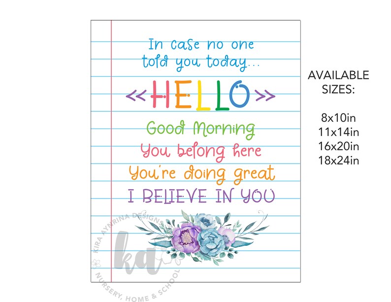 In Case No One Told You Today School Decor Print | School Poster ...