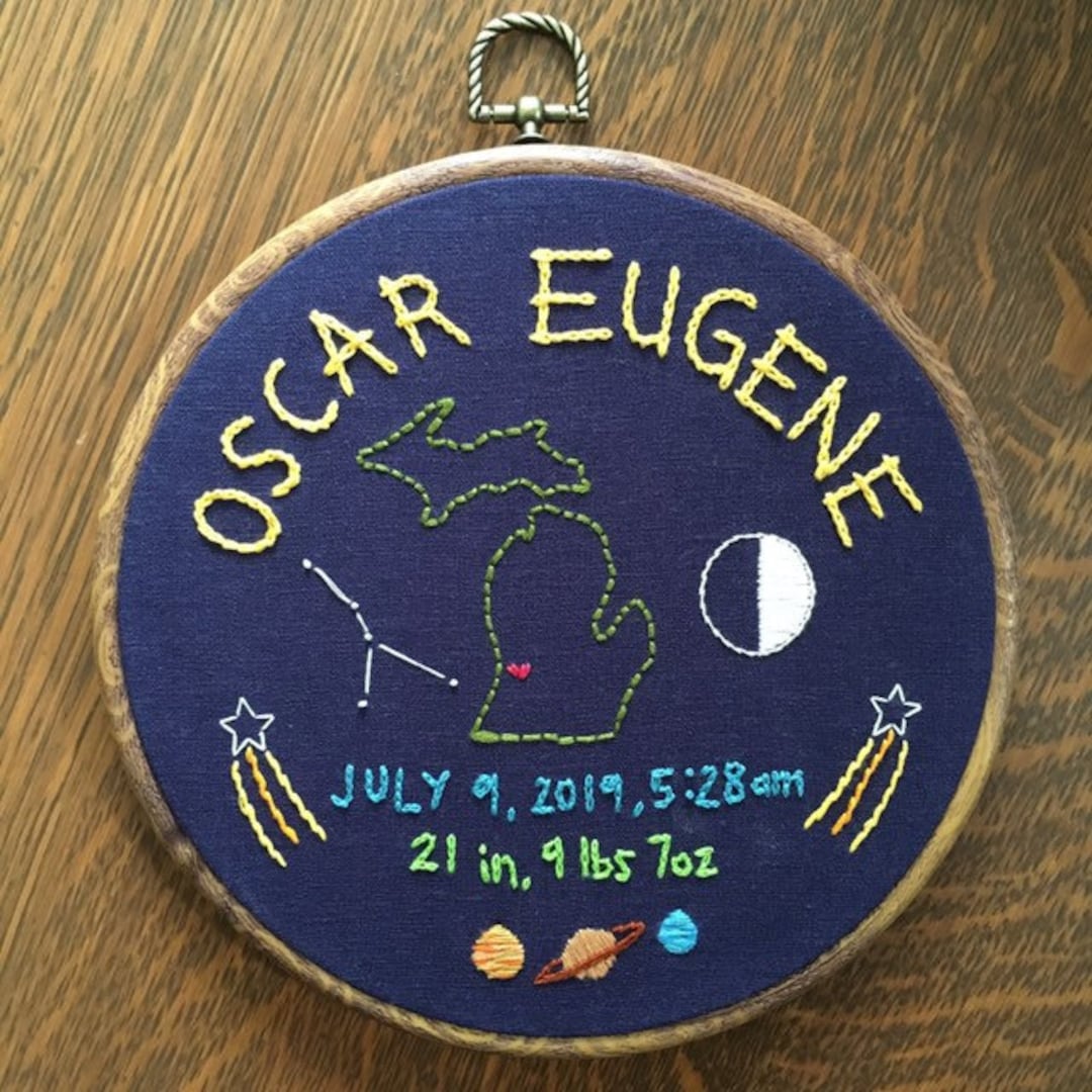 Custom Birth Details Embroidery - Etsy