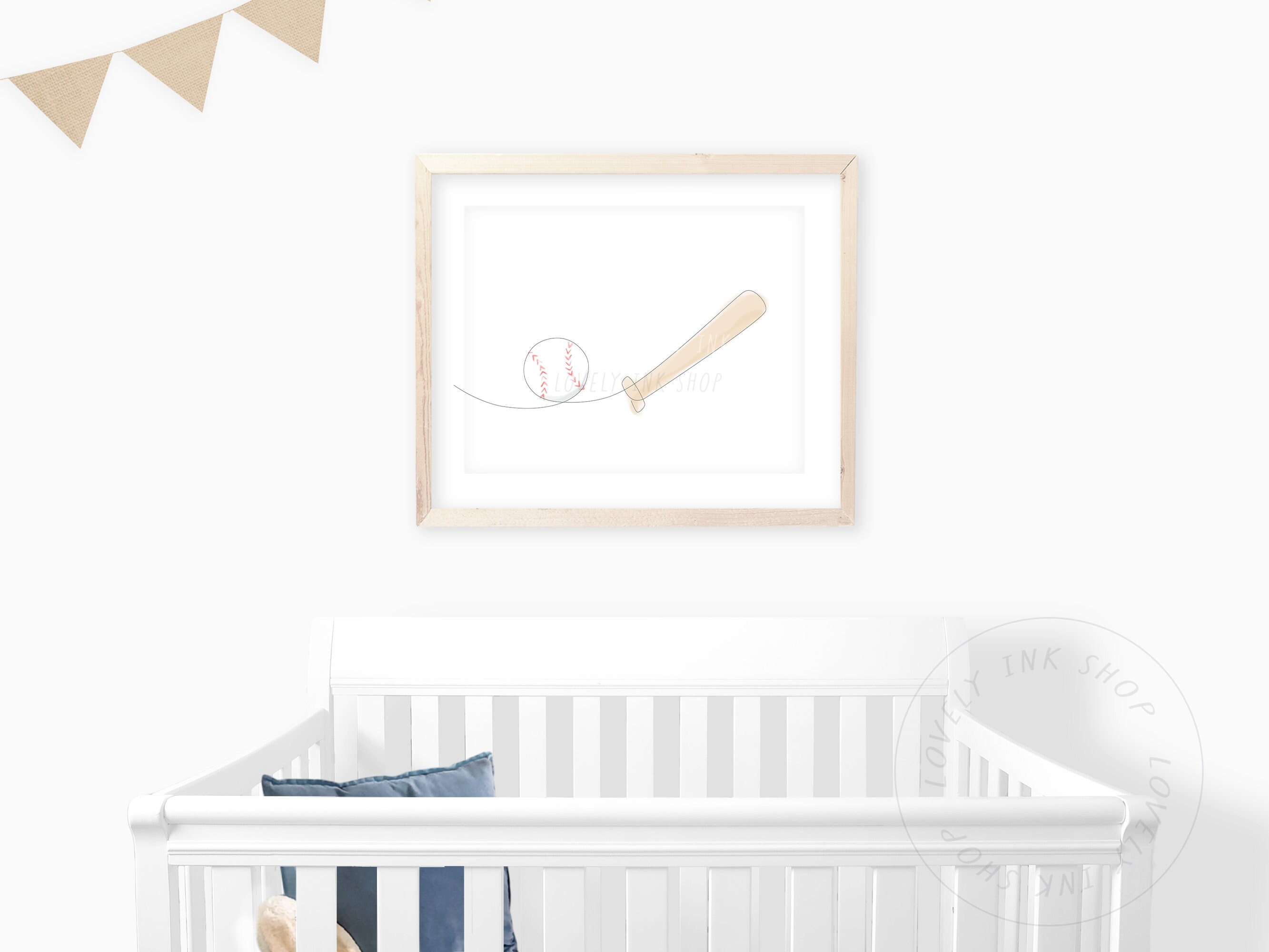 Baseball Nursery Art - Printable Art - Sports Line Art - Minimal ...