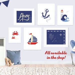 Nautical Nursery Art Ahoy Poster Treasure Map Wall Art | Etsy
