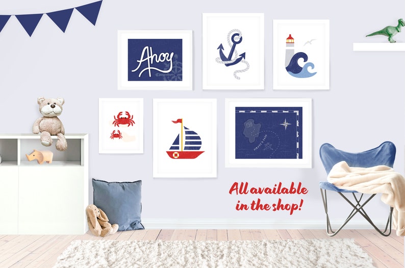 Nautical Nursery Art Ahoy Poster Treasure Map Wall Art | Etsy