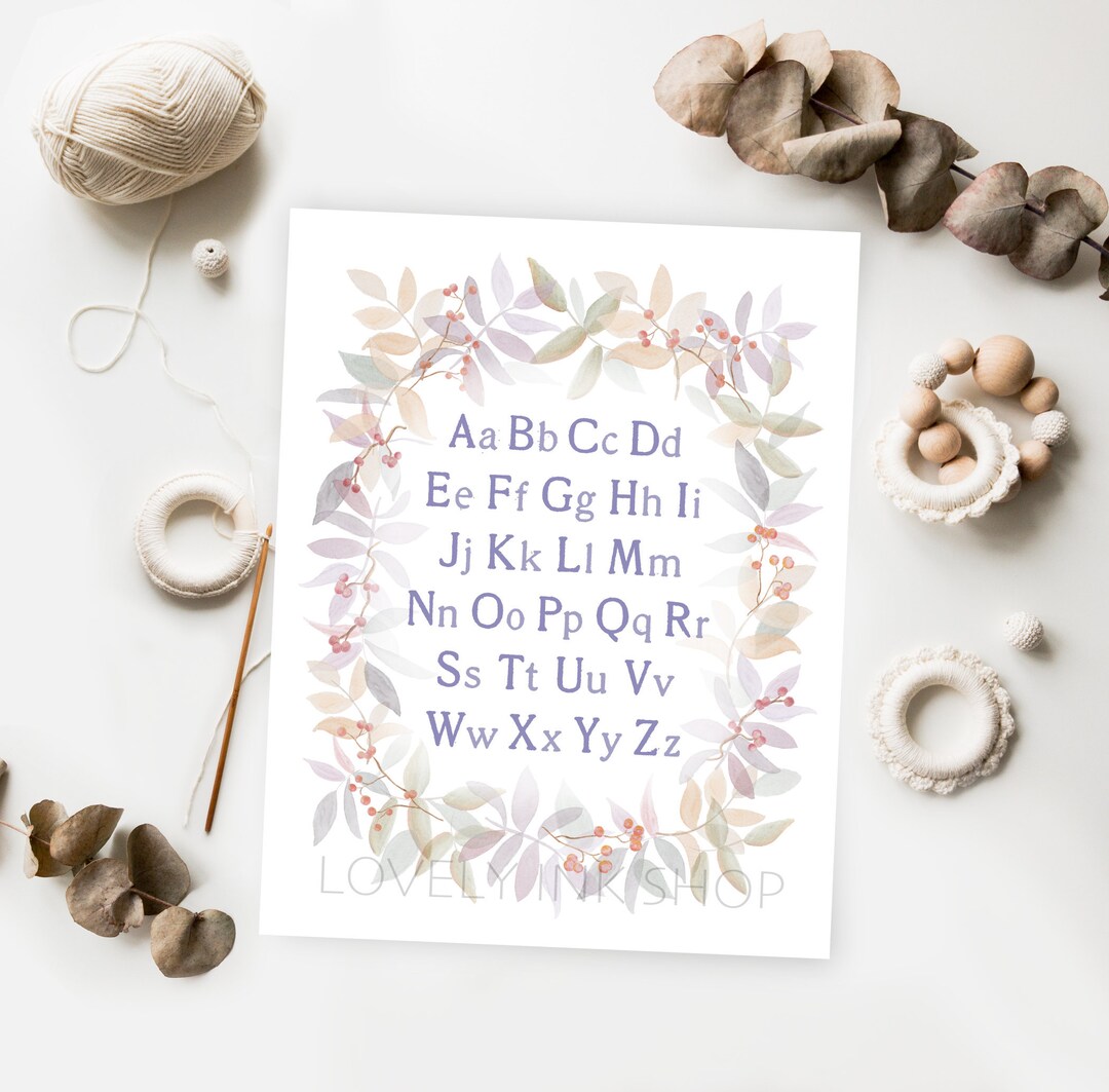 Neutral Nursery Alphabet Wall Art - ABC Printable Poster - Storybook ...