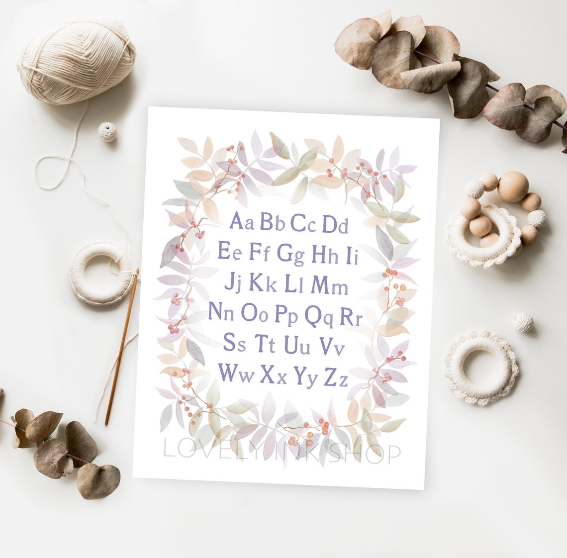 Neutral Nursery Alphabet Wall Art ABC Printable Poster Storybook ...