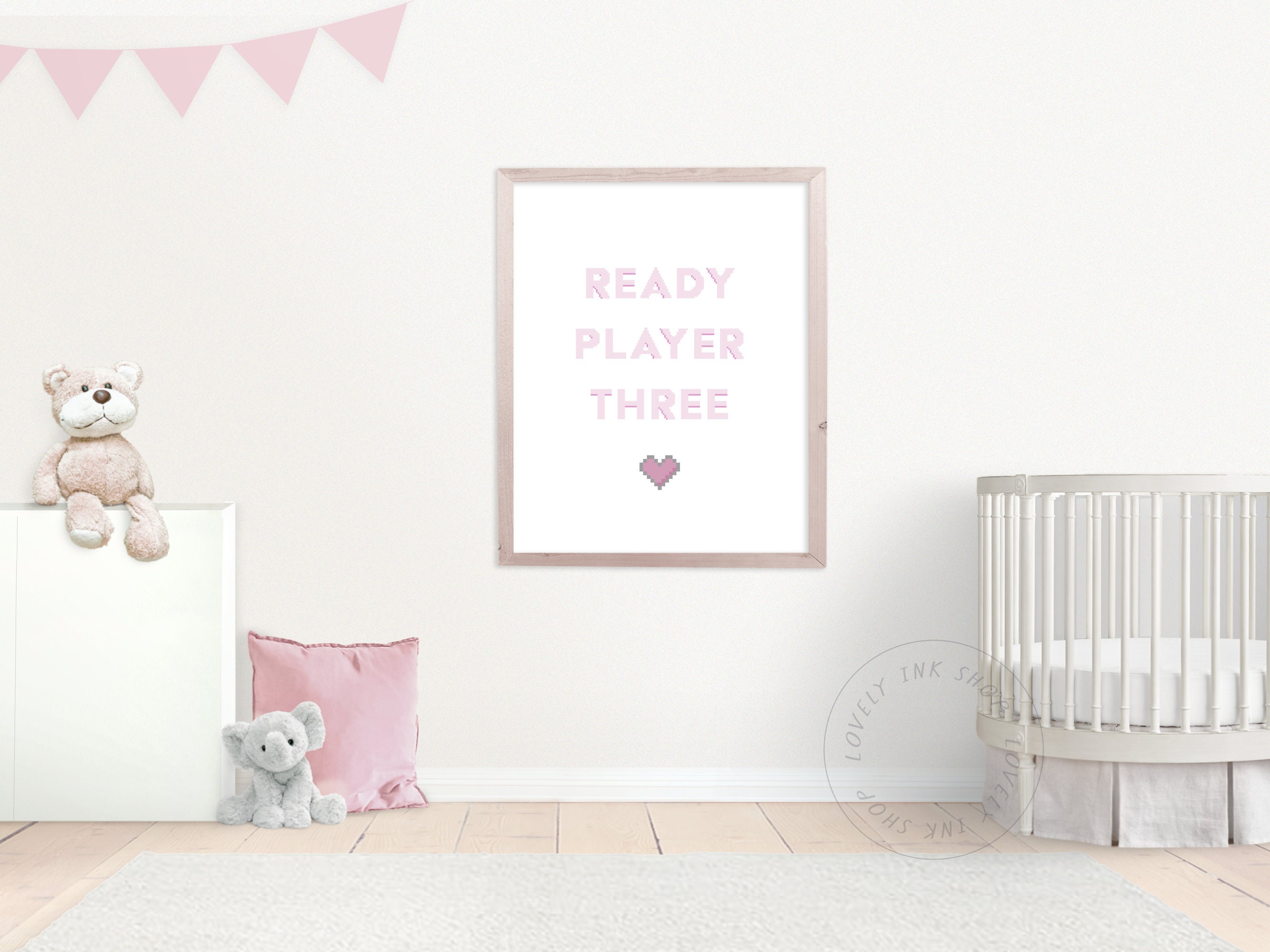 Pink Video Game Printable Pixel Art Girls Room Decorating Kid's Gaming ...