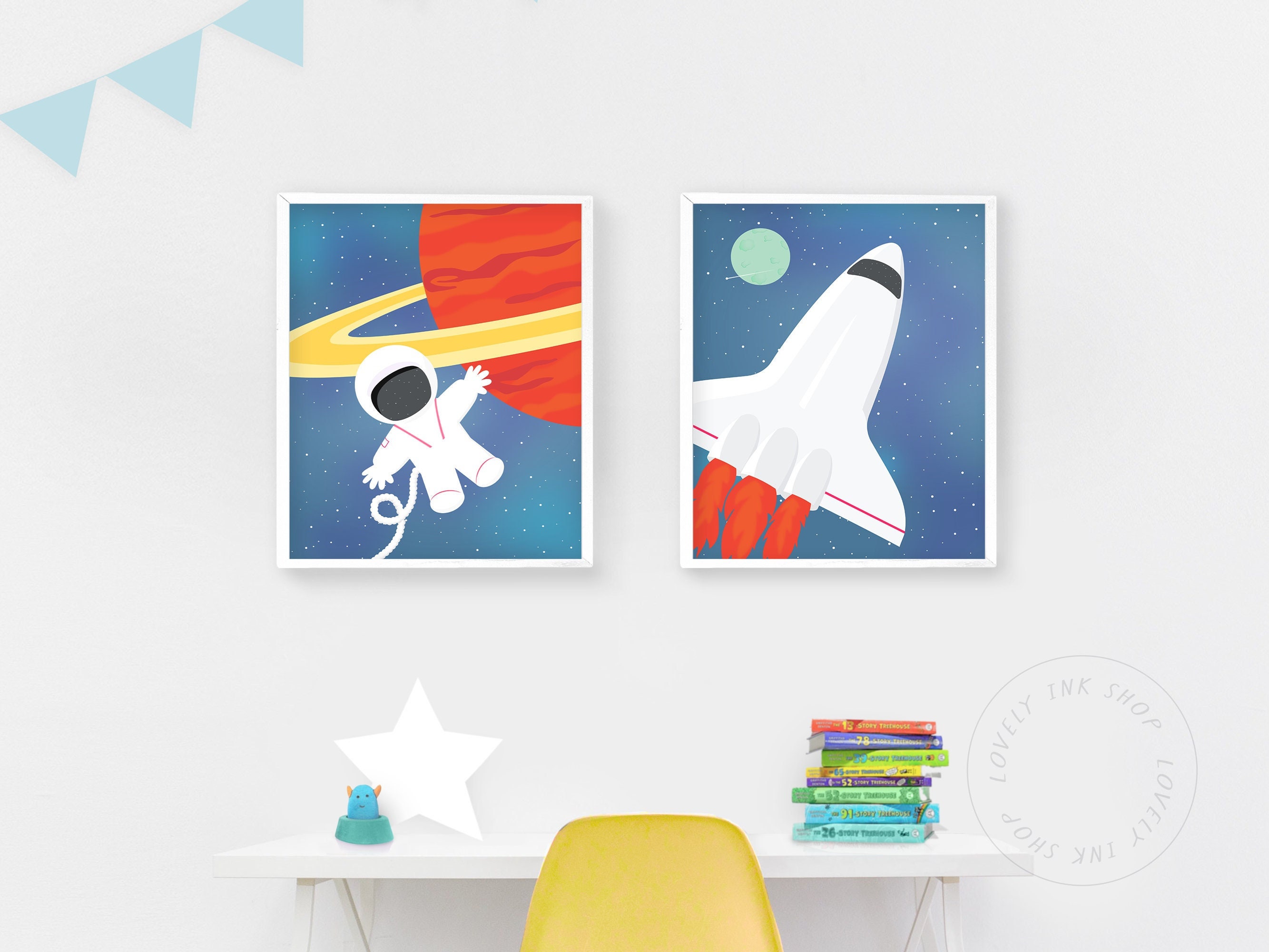 Outer Space Art Spaceship Printable Wall Art Kid's Space Art Planets ...