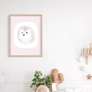 Flower Crown Hedgehog Printable Nursery Art - Cute Girl's Posters ...