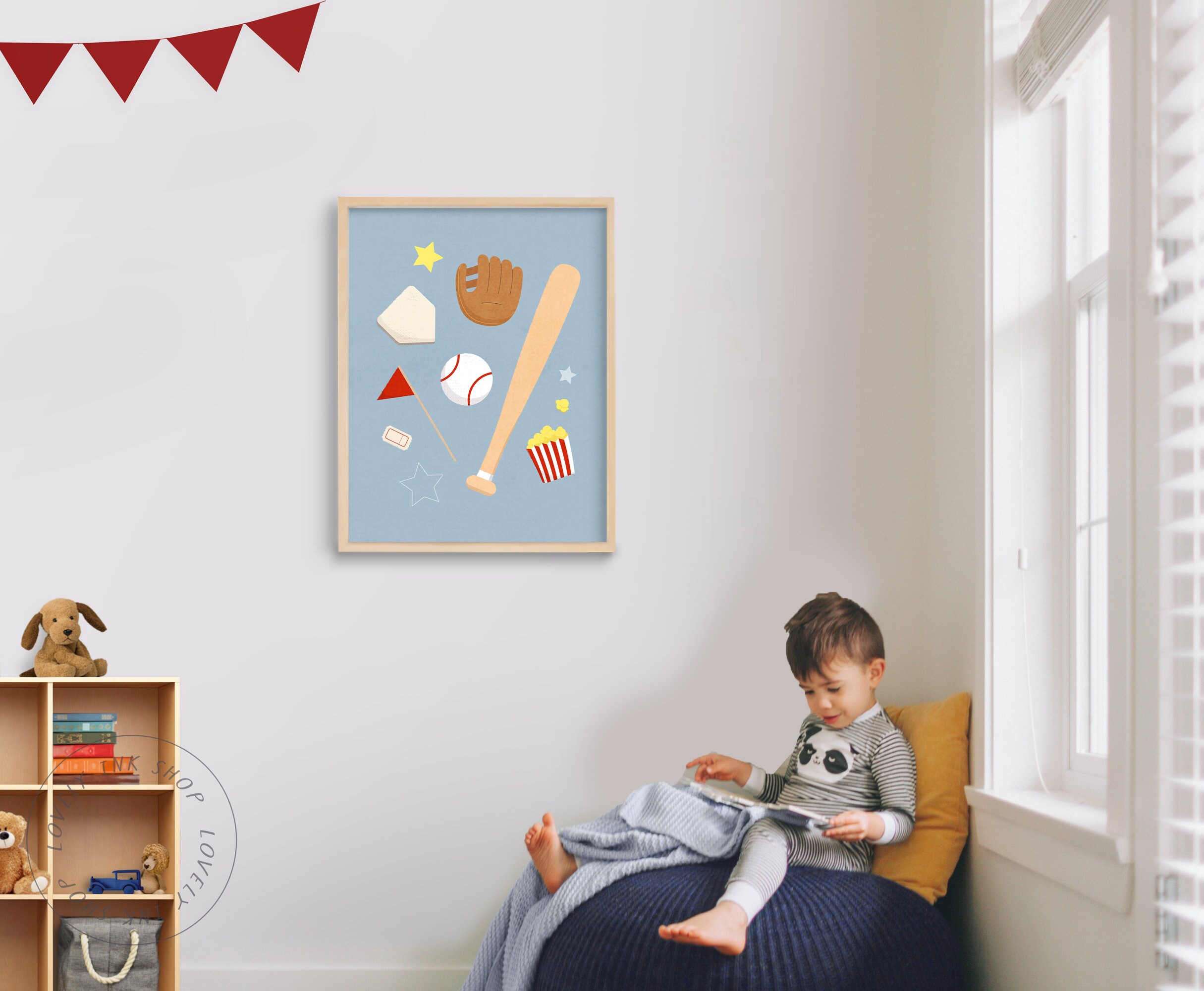 Baseball Art for Kids - Kid's Sports Poster - Printable Art - Blue Boy ...