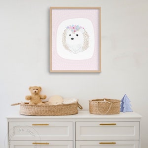 Flower Crown Hedgehog Printable Nursery Art - Cute Girl's Posters ...