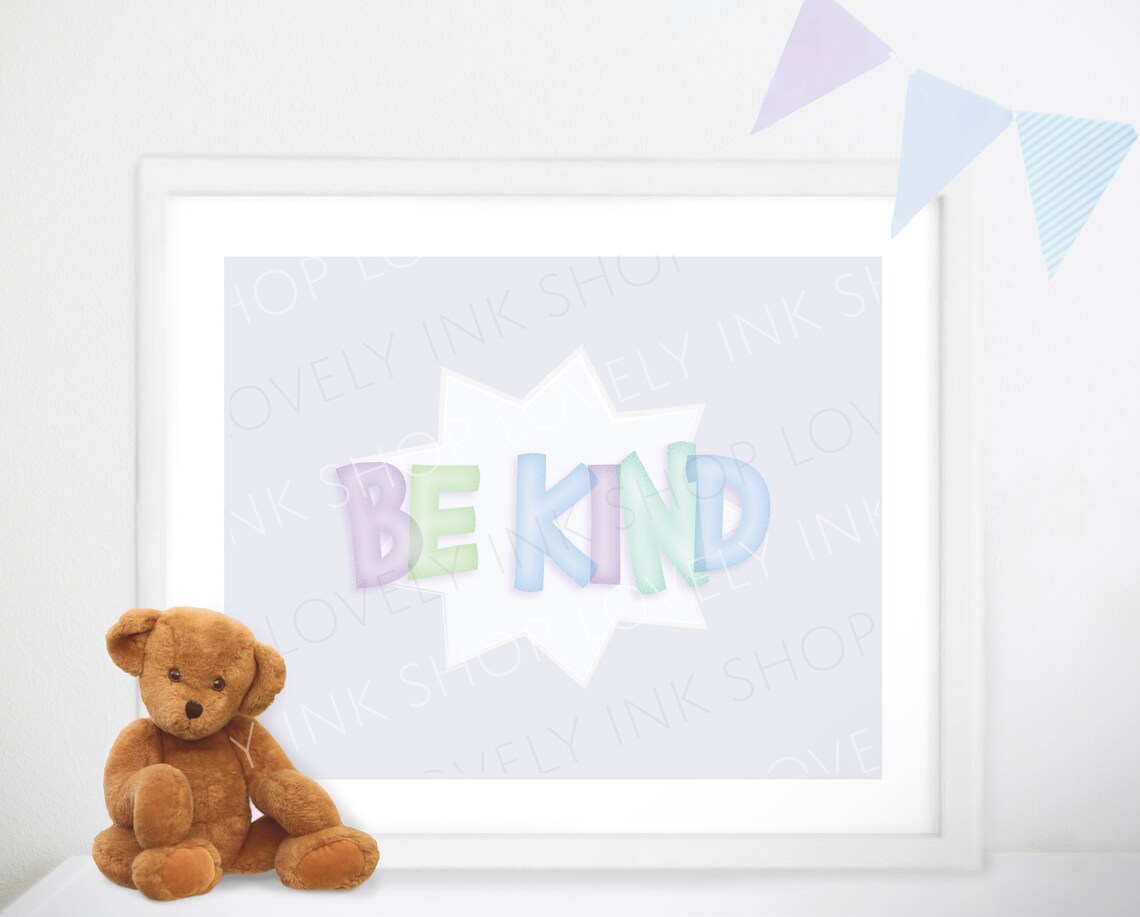 Be Kind Blue Printable Nursery Art Boys Room Decorating | Etsy