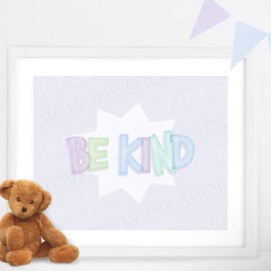 Be Kind Blue Printable Nursery Art Boys Room Decorating | Etsy