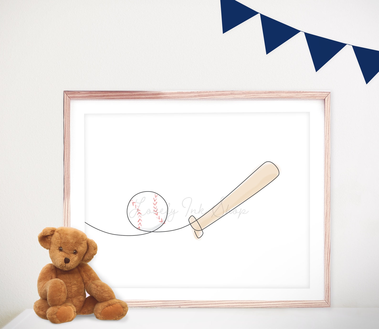 Baseball Nursery Art - Printable Art - Sports Line Art - Minimal ...