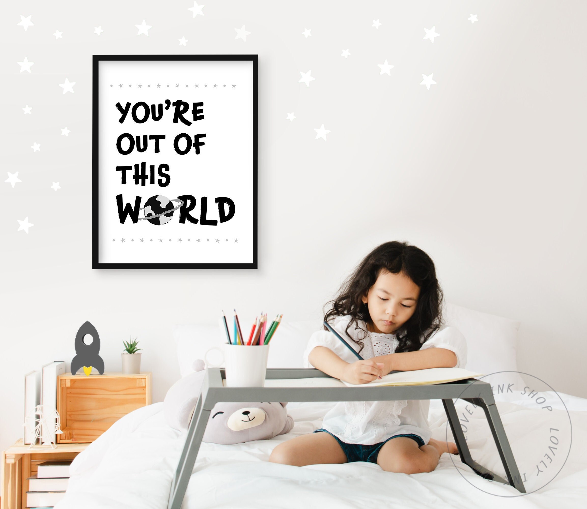 Printable Black and White Kid's Decor - Out of This World Poster ...