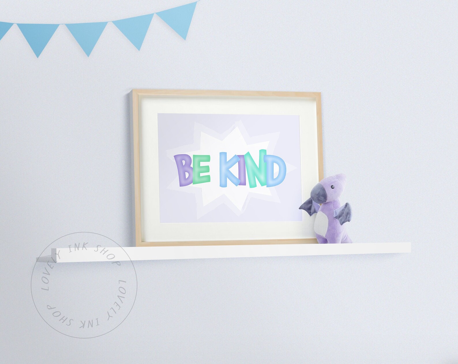 Be Kind Blue Printable Nursery Art Boys Room Decorating Colorful Kid's ...