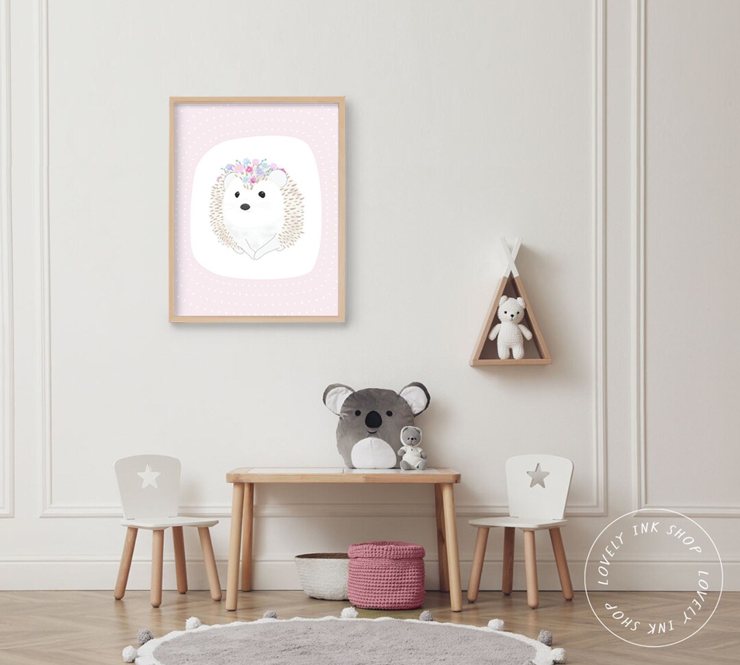 Flower Crown Hedgehog Printable Nursery Art - Cute Girl's Posters ...