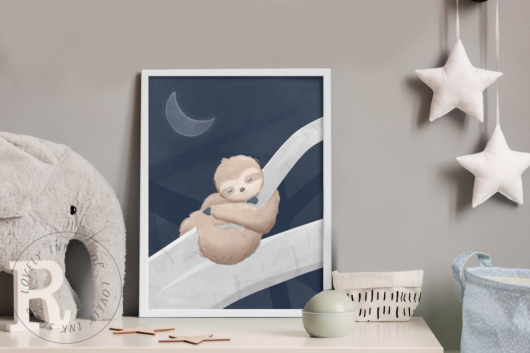 Sloth Nursery Art - Baby Animal - Printable Nursery Art - Moon Nursery ...