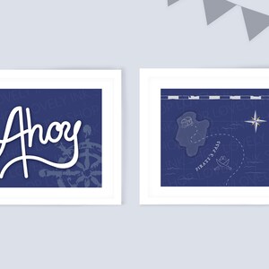 Nautical Nursery Art Ahoy Poster Treasure Map Wall Art | Etsy