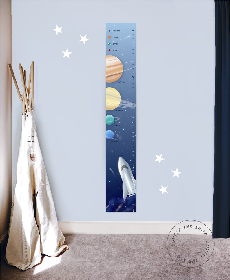 Outer Space Planets Growth Chart - Kid's Height Ruler - Solar System ...