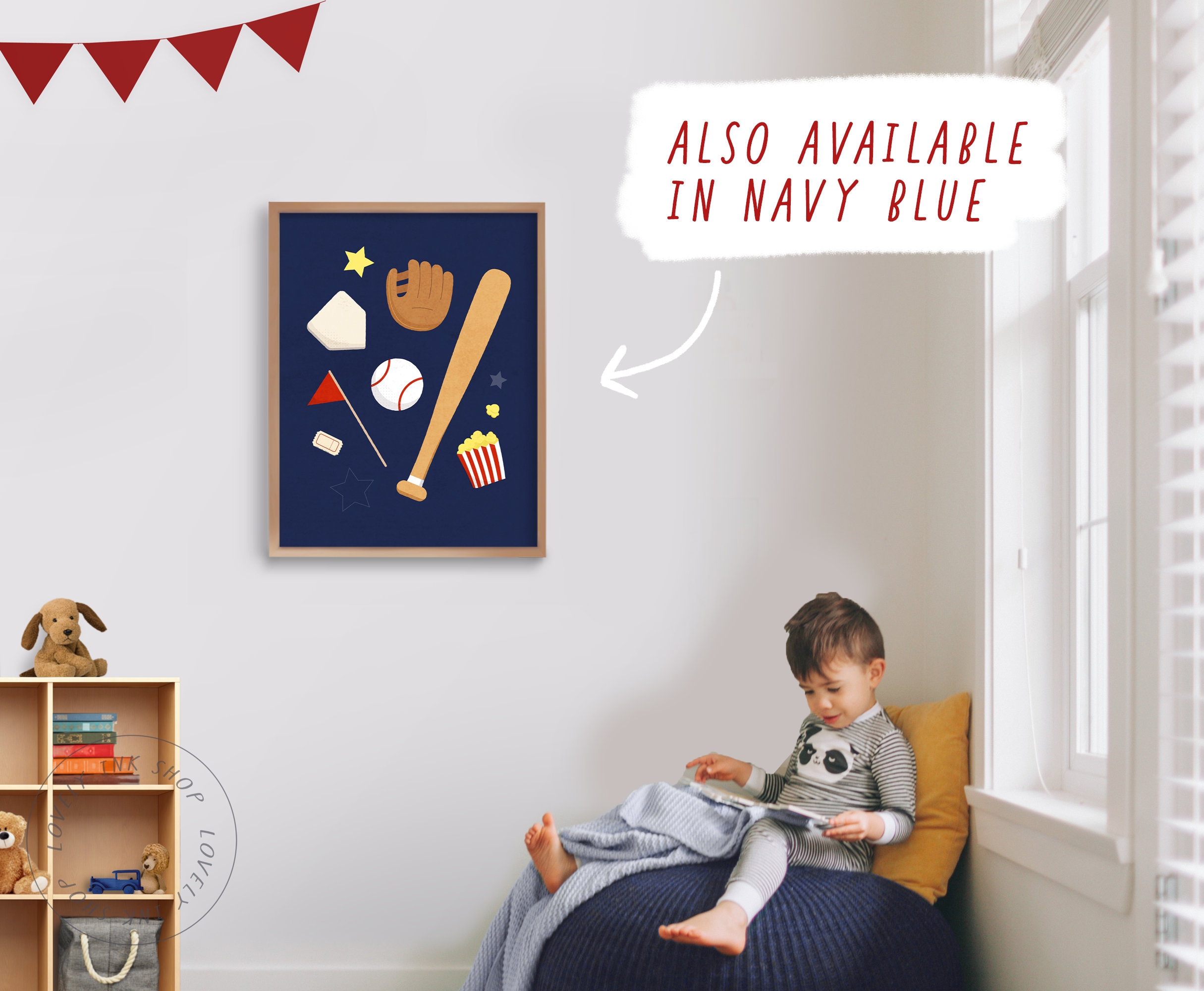 Baseball Art for Kids - Kid's Sports Poster - Printable Art - Blue Boy ...