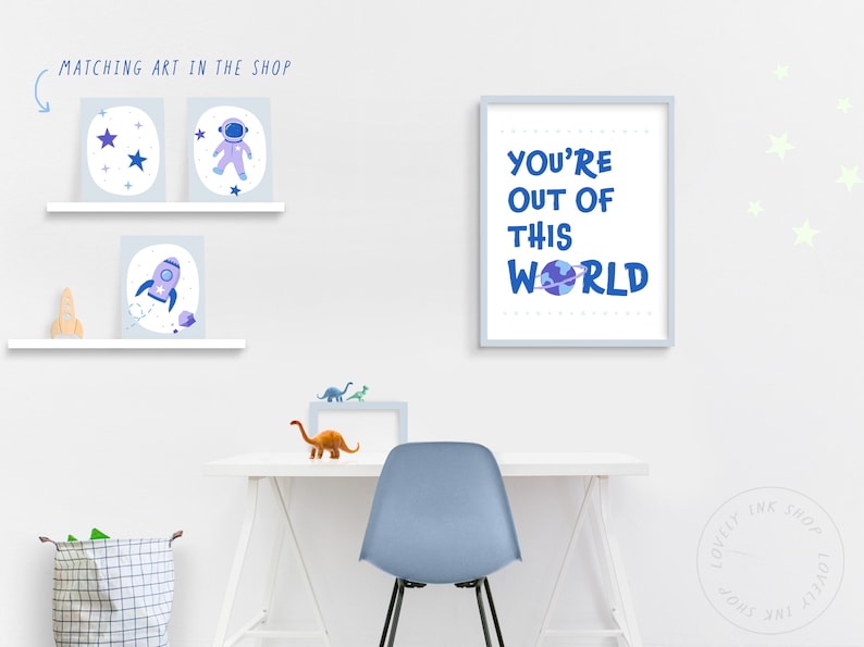 Printable Blue Purple Kid's Decor - Out of This World Poster - Outer ...