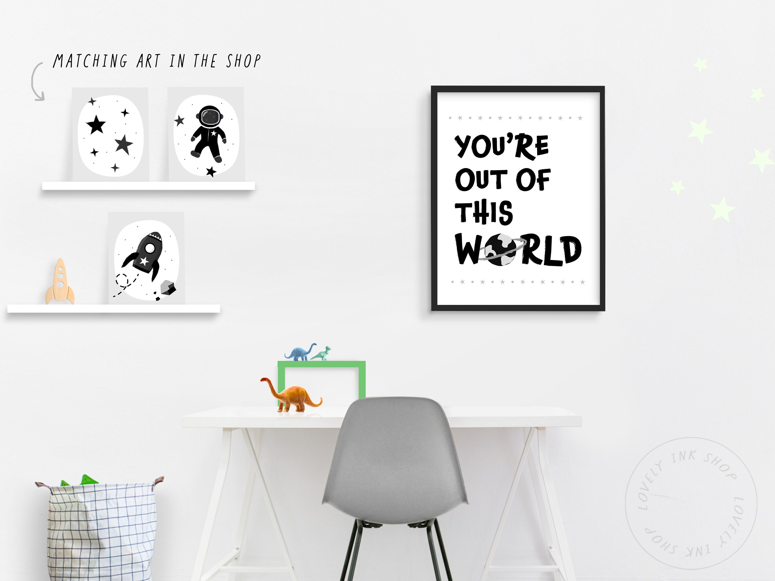 Printable Black and White Kid's Decor - Out of This World Poster ...