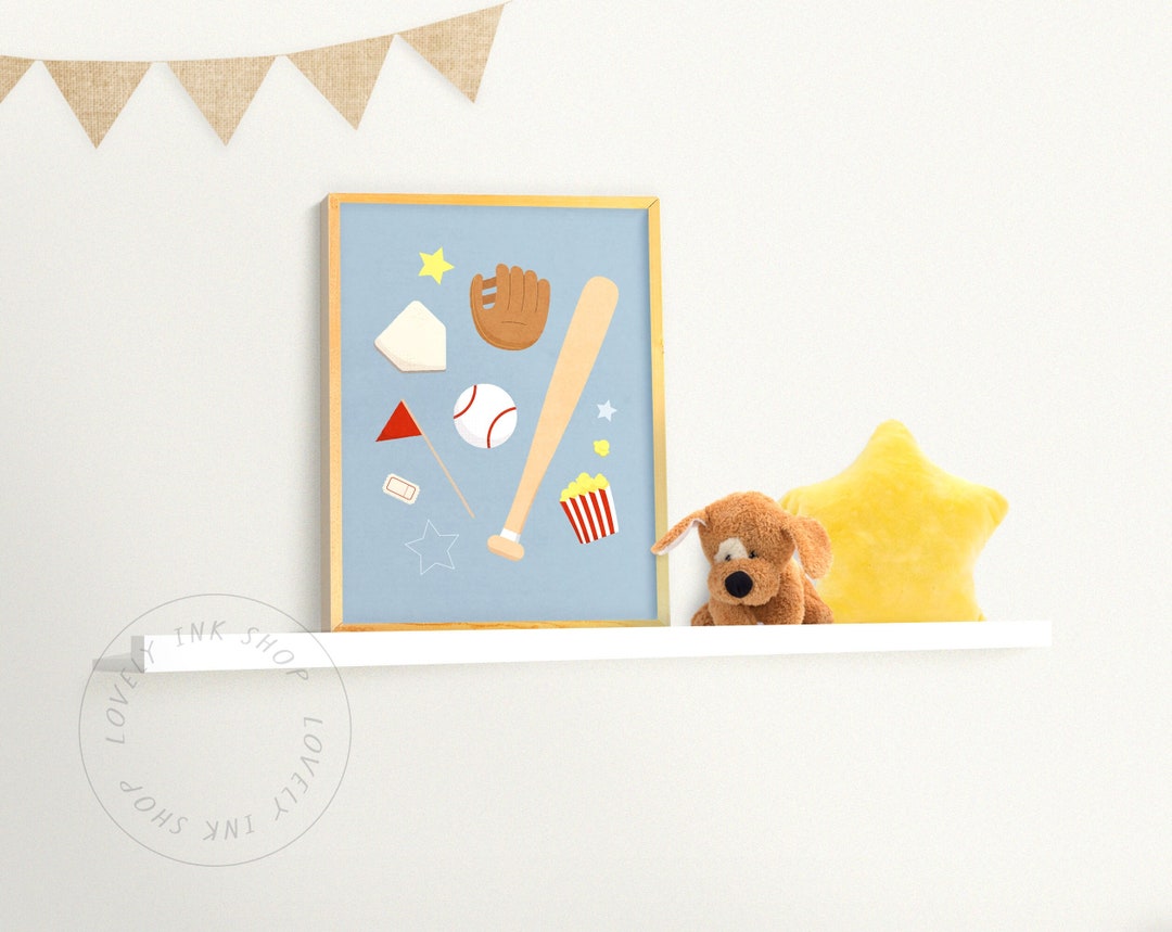 Baseball Art for Kids - Kid's Sports Poster - Printable Art - Blue Boy ...