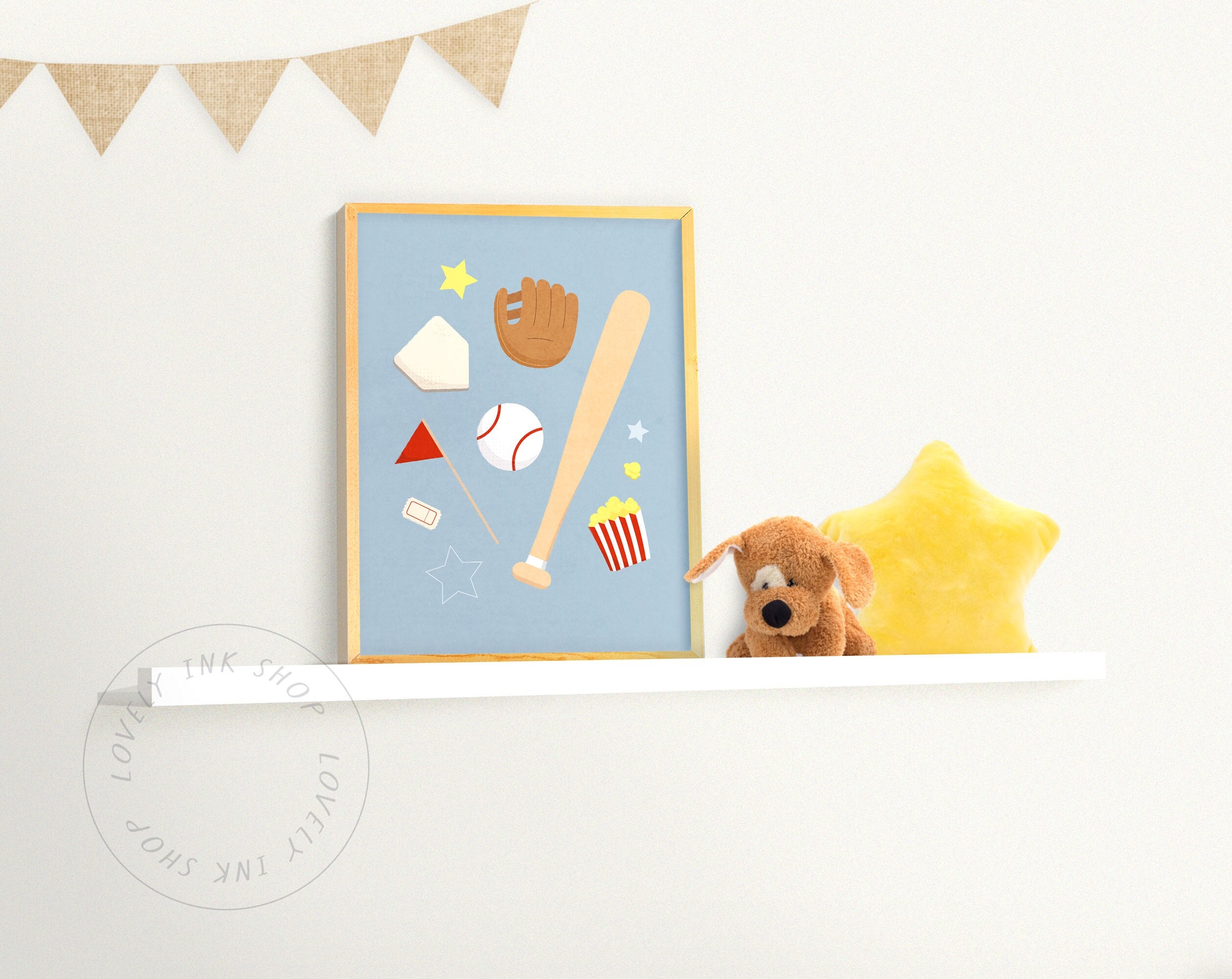 Baseball Art for Kids - Kid's Sports Poster - Printable Art - Blue Boy ...