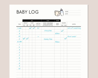 Newborn Care Log Printable Infant Baby Feeding PDF Tracker - Etsy