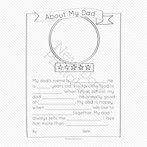 About My Dad: Father's Day Mad Libs Activity Printable for Kids ...