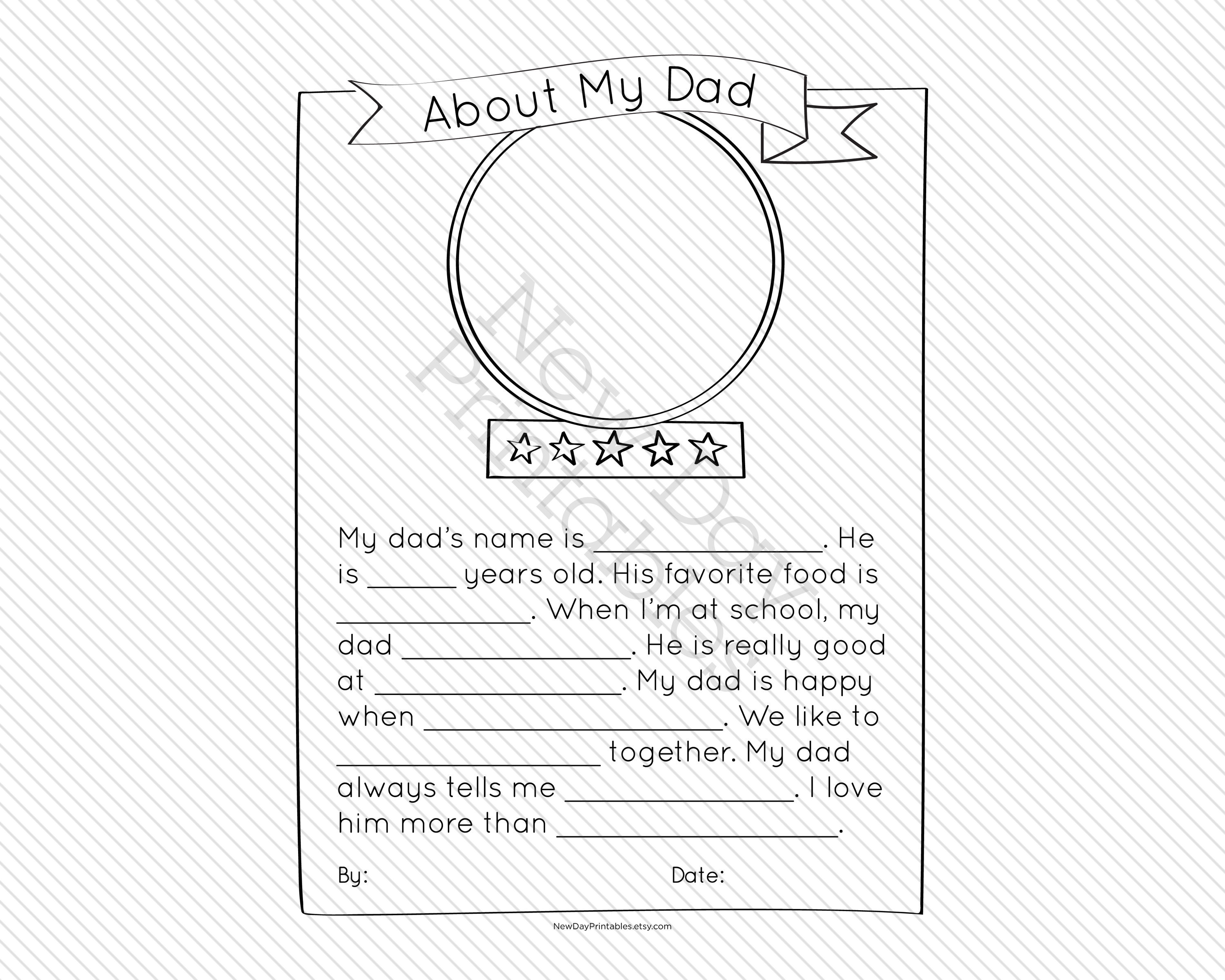 About My Dad: Father's Day Mad Libs Activity Printable for Kids ...