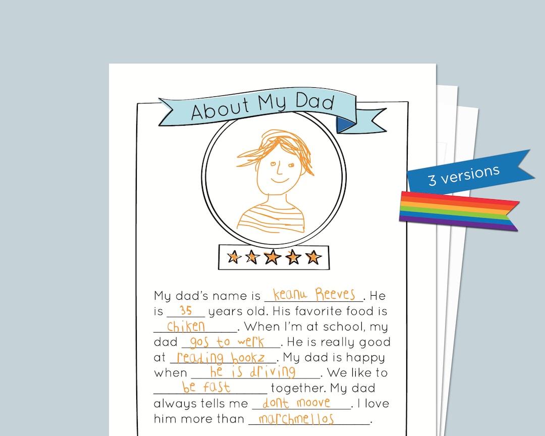 About My Dad: Father's Day Mad Libs Activity Printable for Kids ...