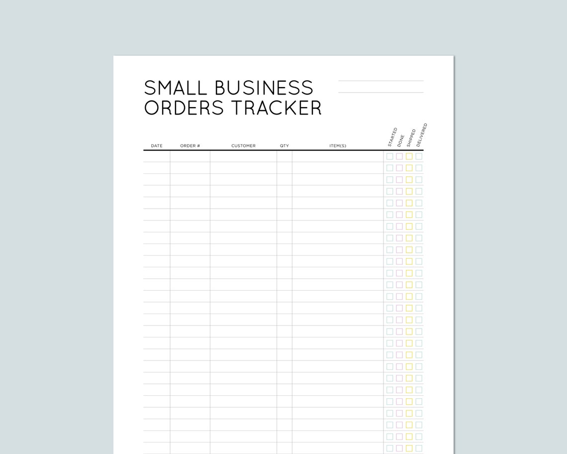 Small Business Orders Tracker. Printable, Instant Download. - Etsy