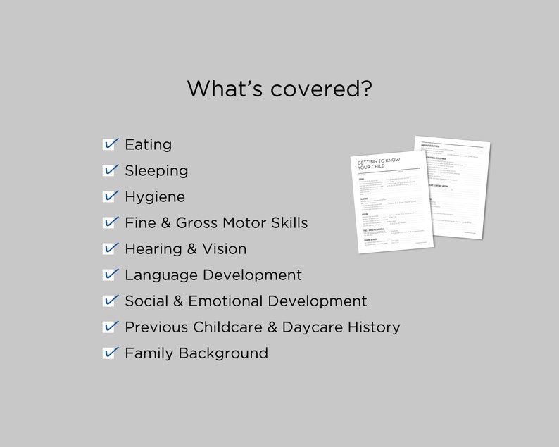 Getting to Know Your Child Form for Your Home Daycare. Instant - Etsy ...