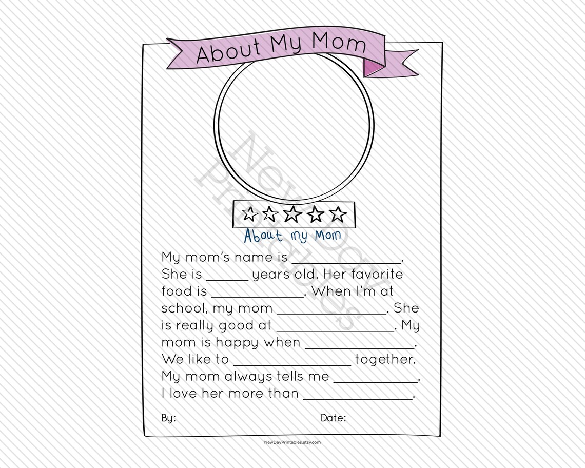 About My Mom: Mother's Day Mad Libs Activity Printable for Kids ...