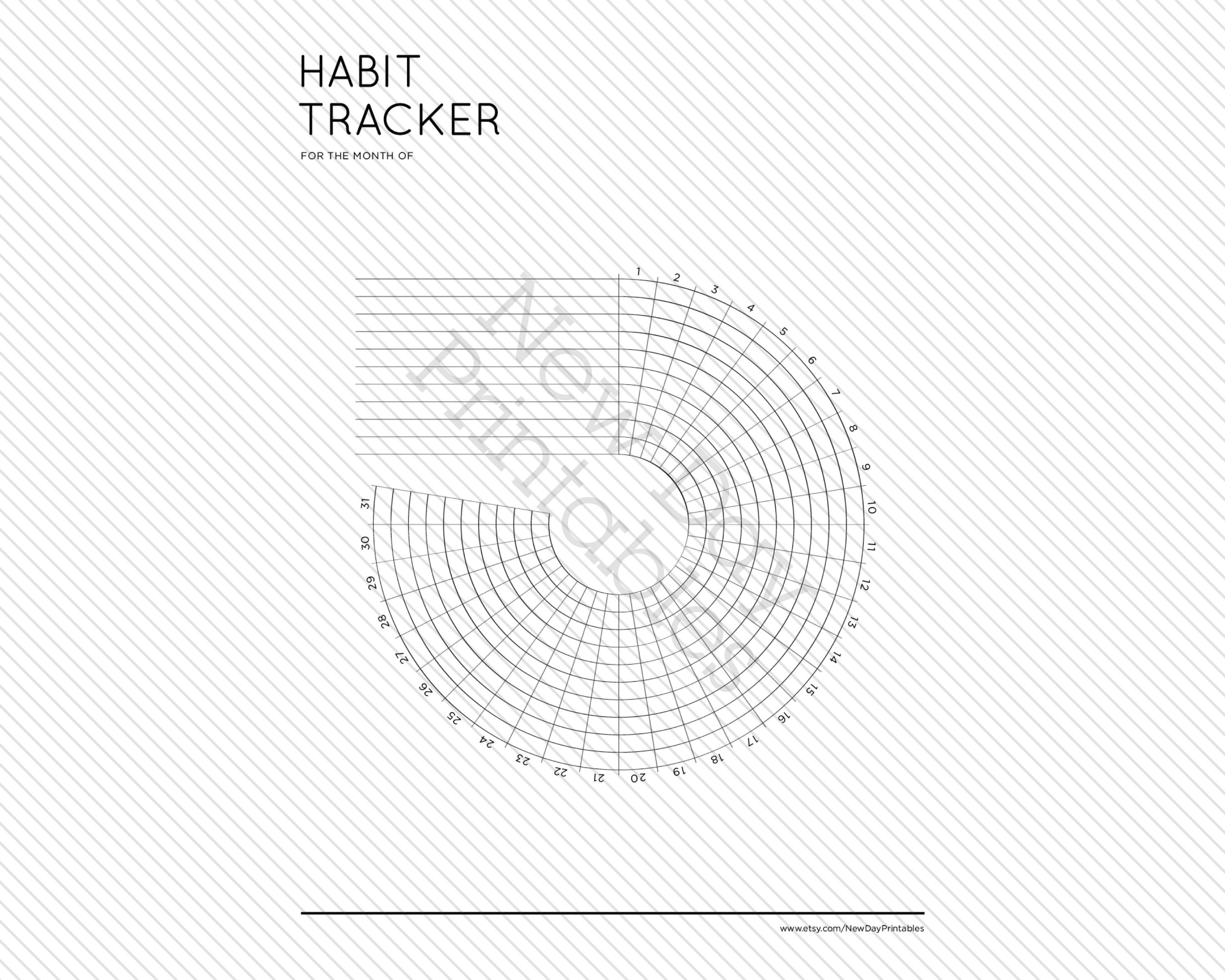 Printable Circle Habit Tracker: Monthly Intention Wheel (digital ...