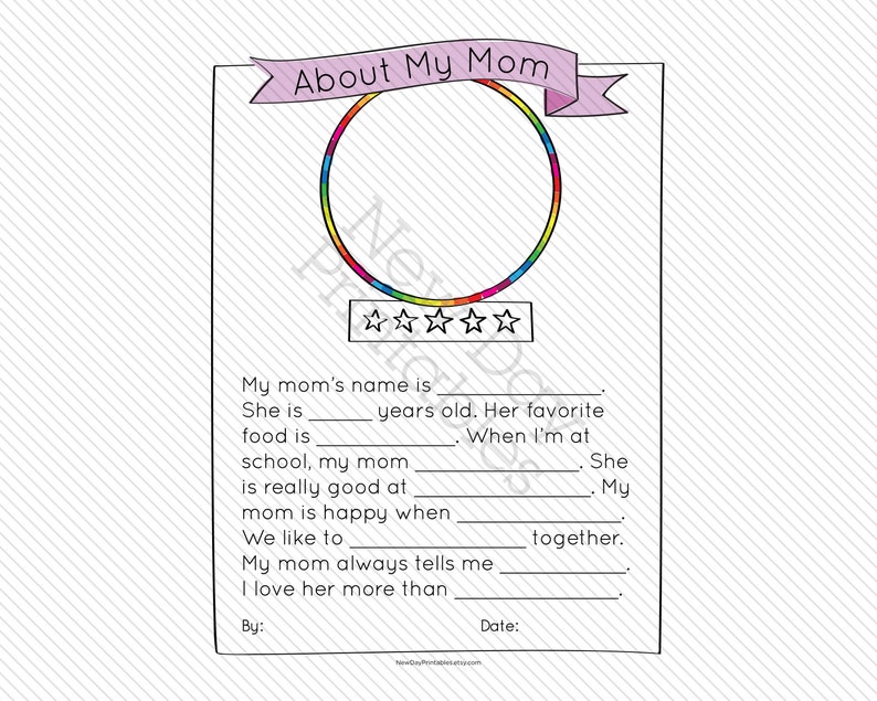 About My Mom: Mother's Day Mad Libs Activity Printable for Kids ...