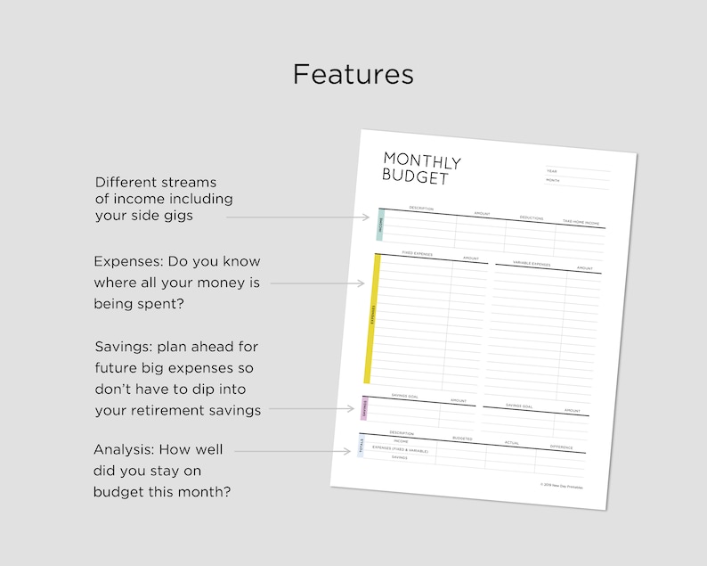 Monthly Budget: Track Income, Fixed and Variable Expenses, and Savings ...