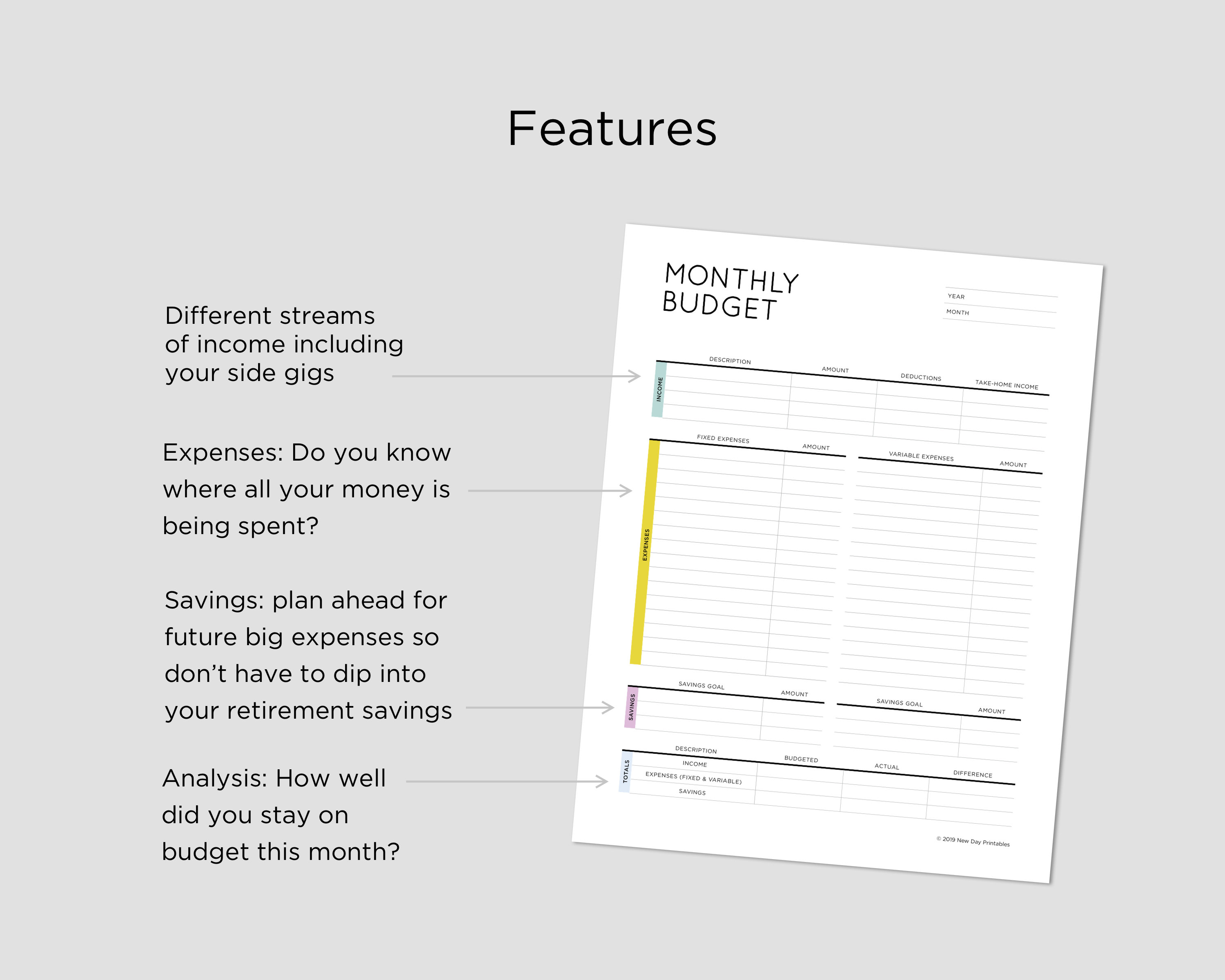 Monthly Budget: Track Income, Fixed and Variable Expenses, and Savings ...