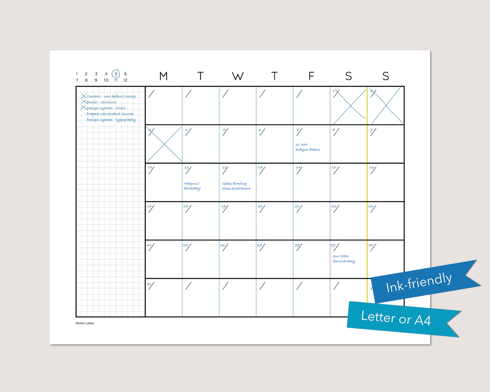 Monthly Planner: Letter, A4. Bullet Journal, To-do List. Printable ...