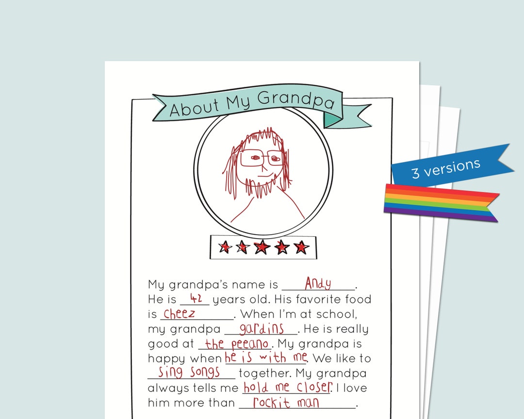 Father's Day Mad Libs Activity: 'about My Grandpa' Printable (digital ...
