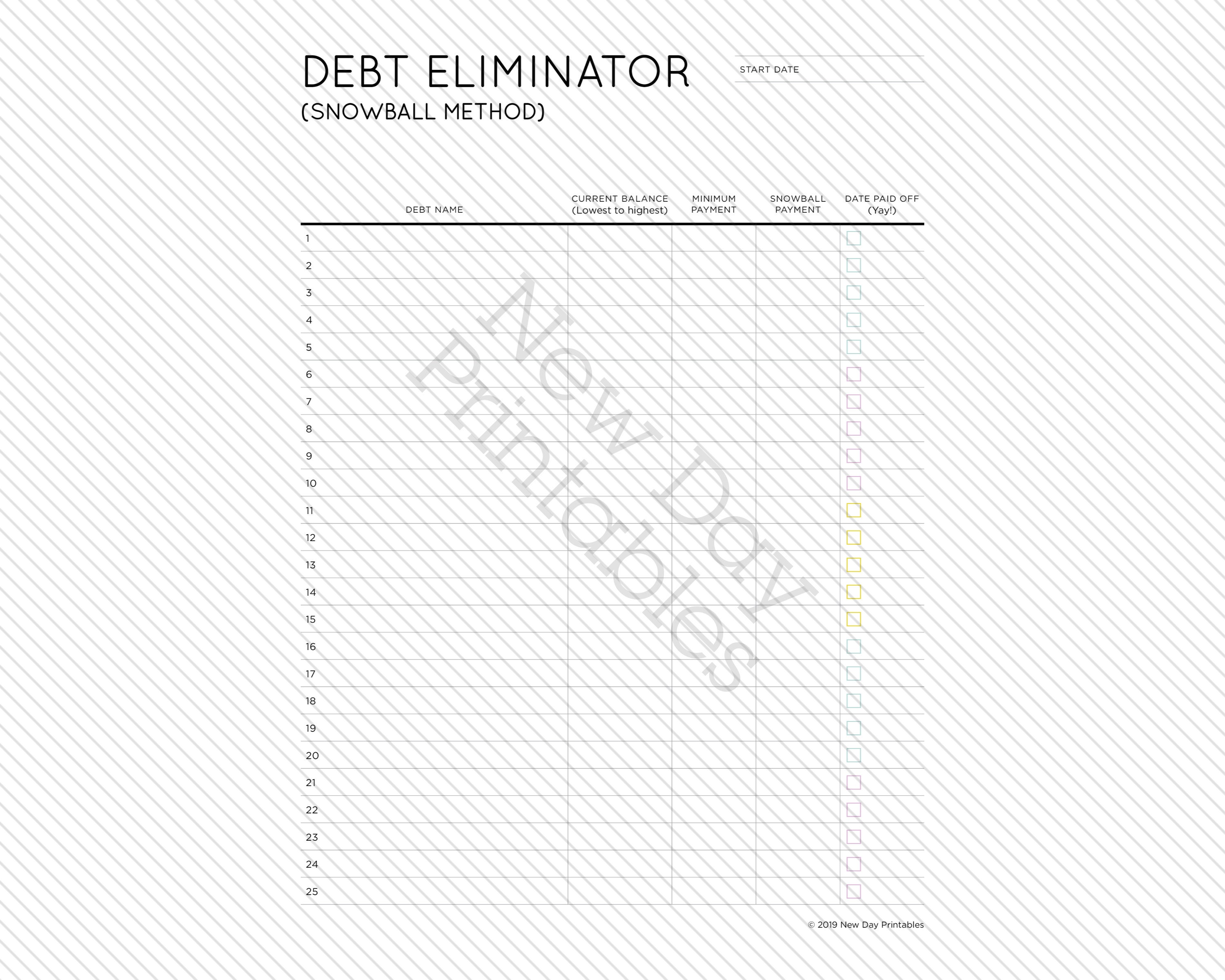 Debt Snowball Printable: Debt Payoff Tracker (PDF Download) - Etsy