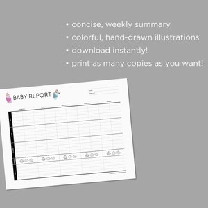 Baby Weekly Report: Baby Log for Nanny, Daycare, In-home Preschool ...