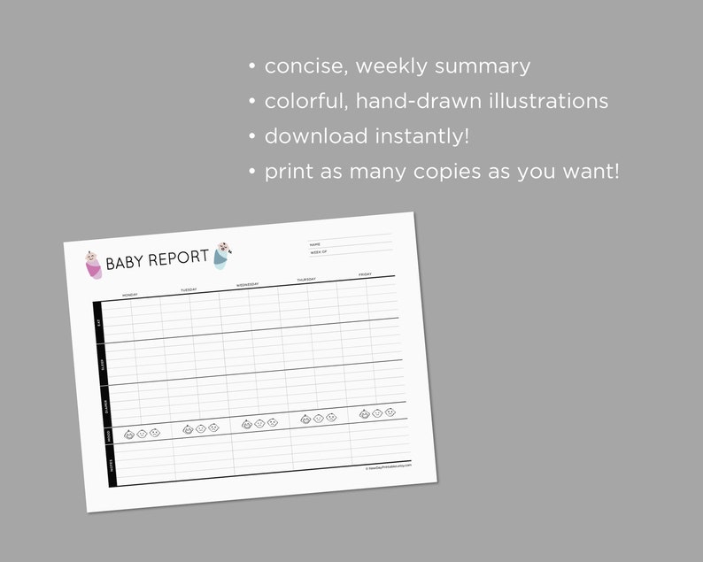 Baby Weekly Report: Baby Log for Nanny, Daycare, In-home Preschool ...