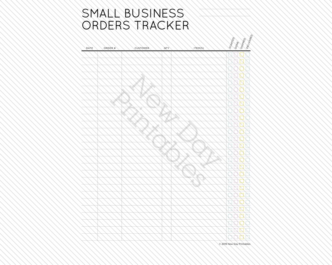 Small Business Orders Tracker. Printable, Instant Download. - Etsy