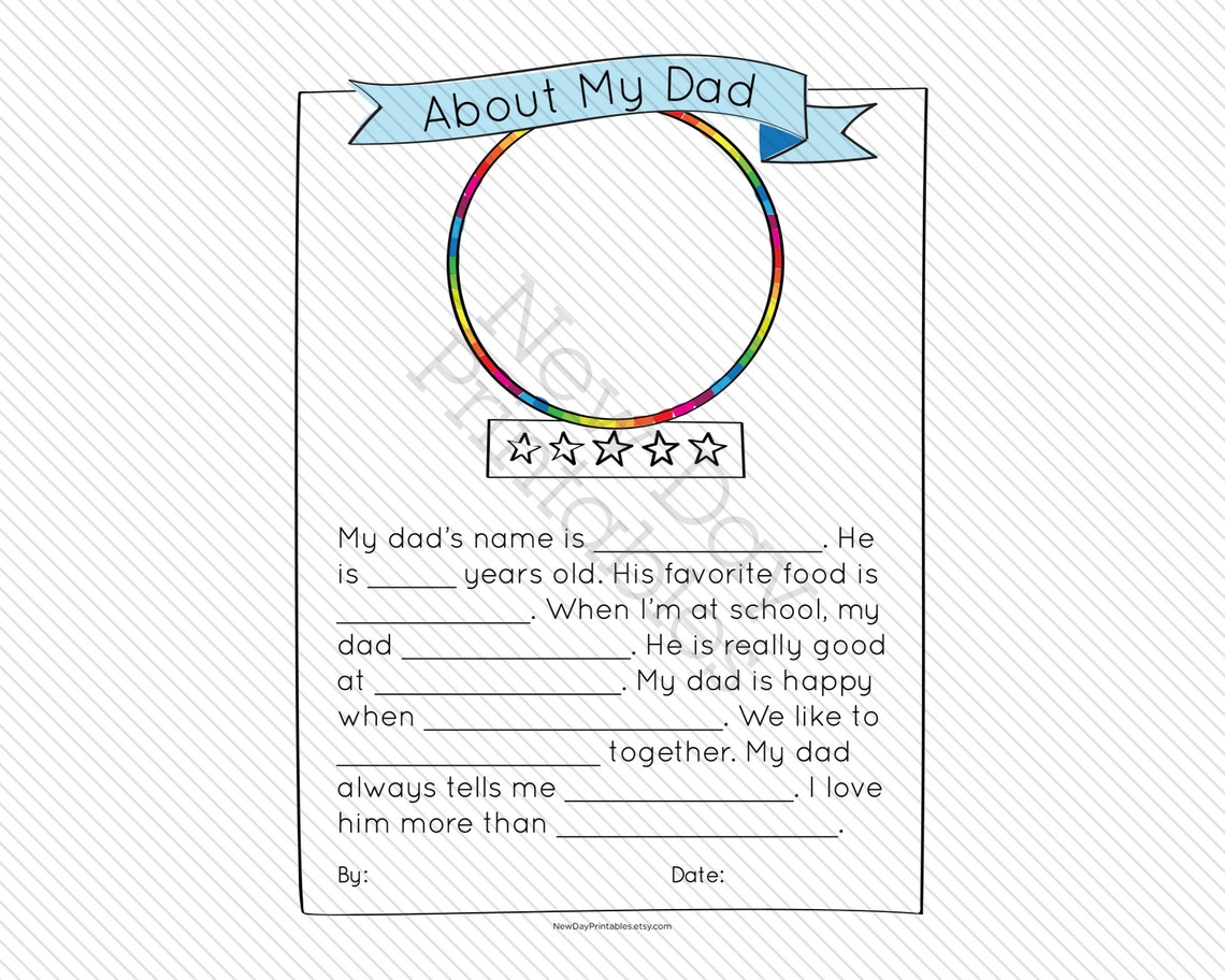 About My Dad: Father's Day Mad Libs Activity Printable for Kids ...