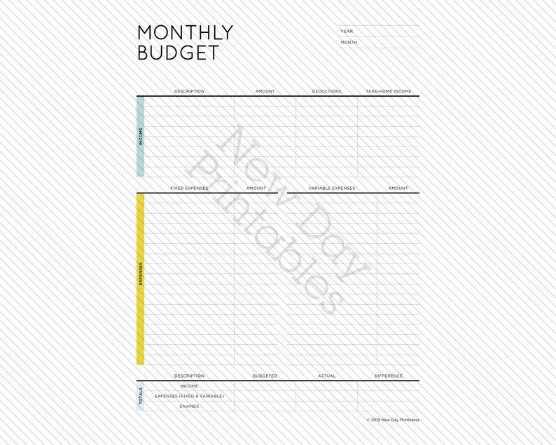 Monthly Budget: Track Income, Fixed and Variable Expenses, and Savings ...