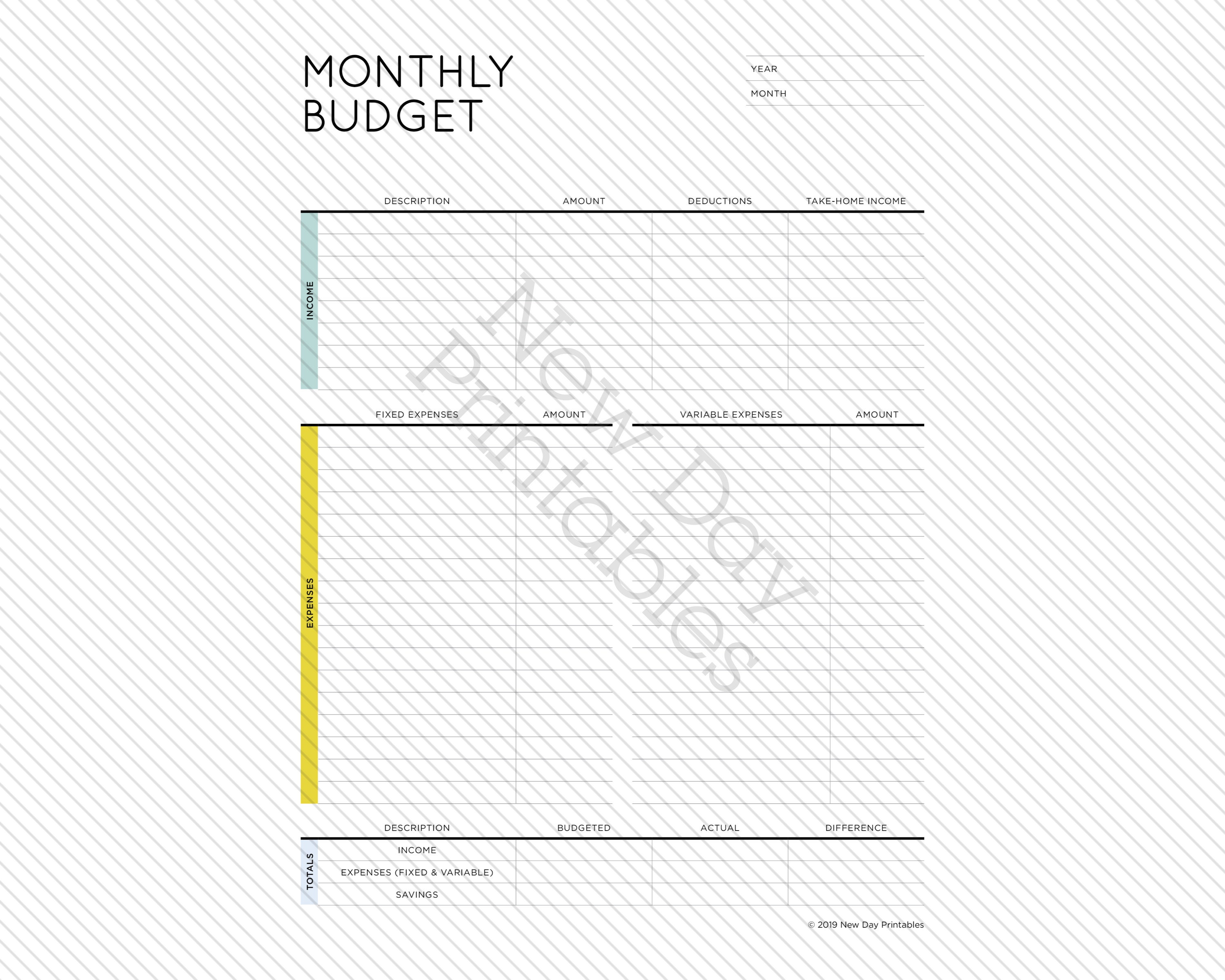 Monthly Budget: Track Income, Fixed and Variable Expenses, and Savings ...