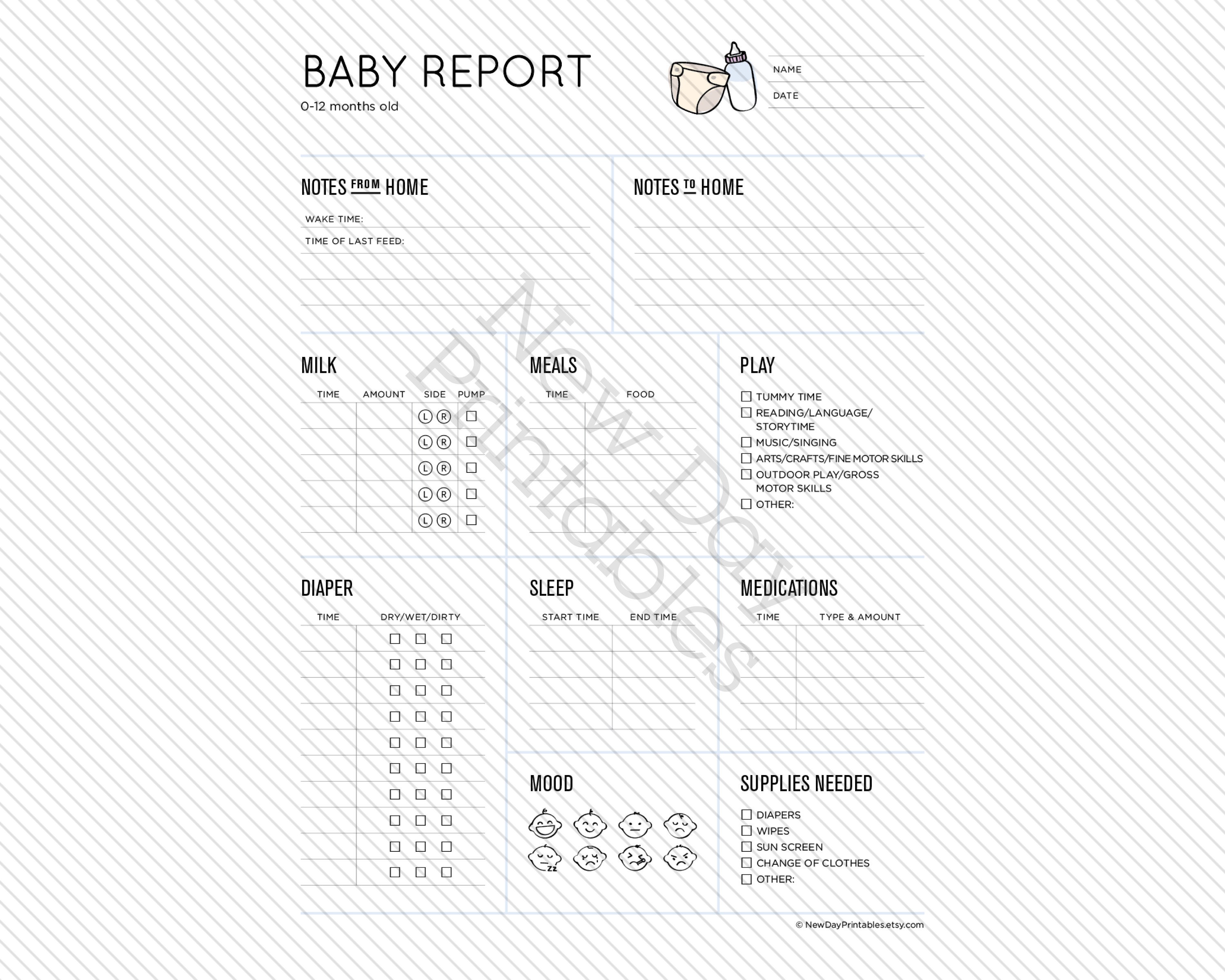 Rapport bébé : suivi quotidien des bébés pour les nounous, les ...