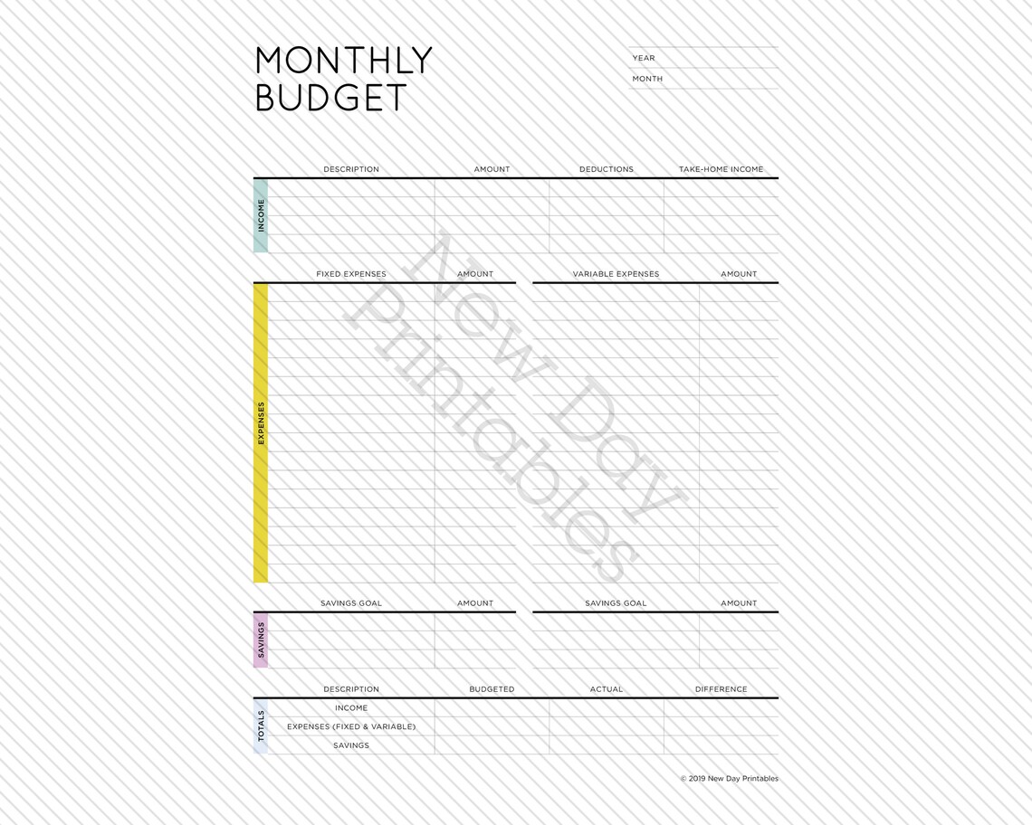 Monthly Budget: Track Income, Fixed and Variable Expenses, and Savings ...