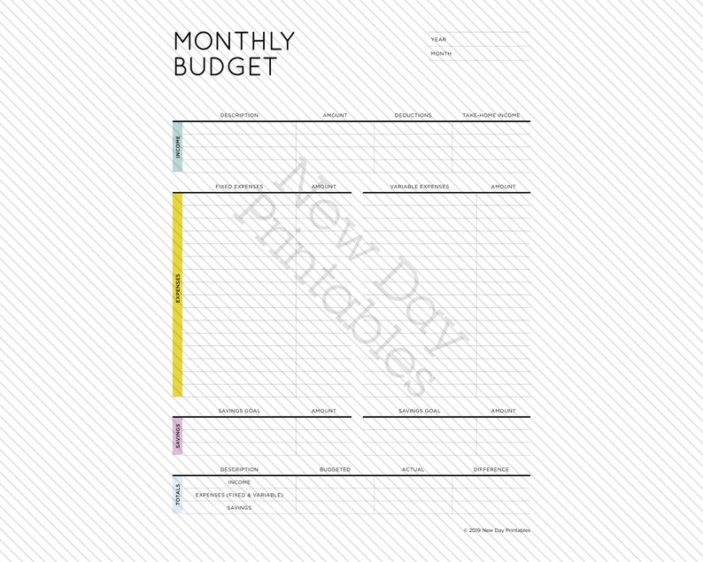 Monthly Budget: Track Income, Fixed and Variable Expenses, and Savings ...
